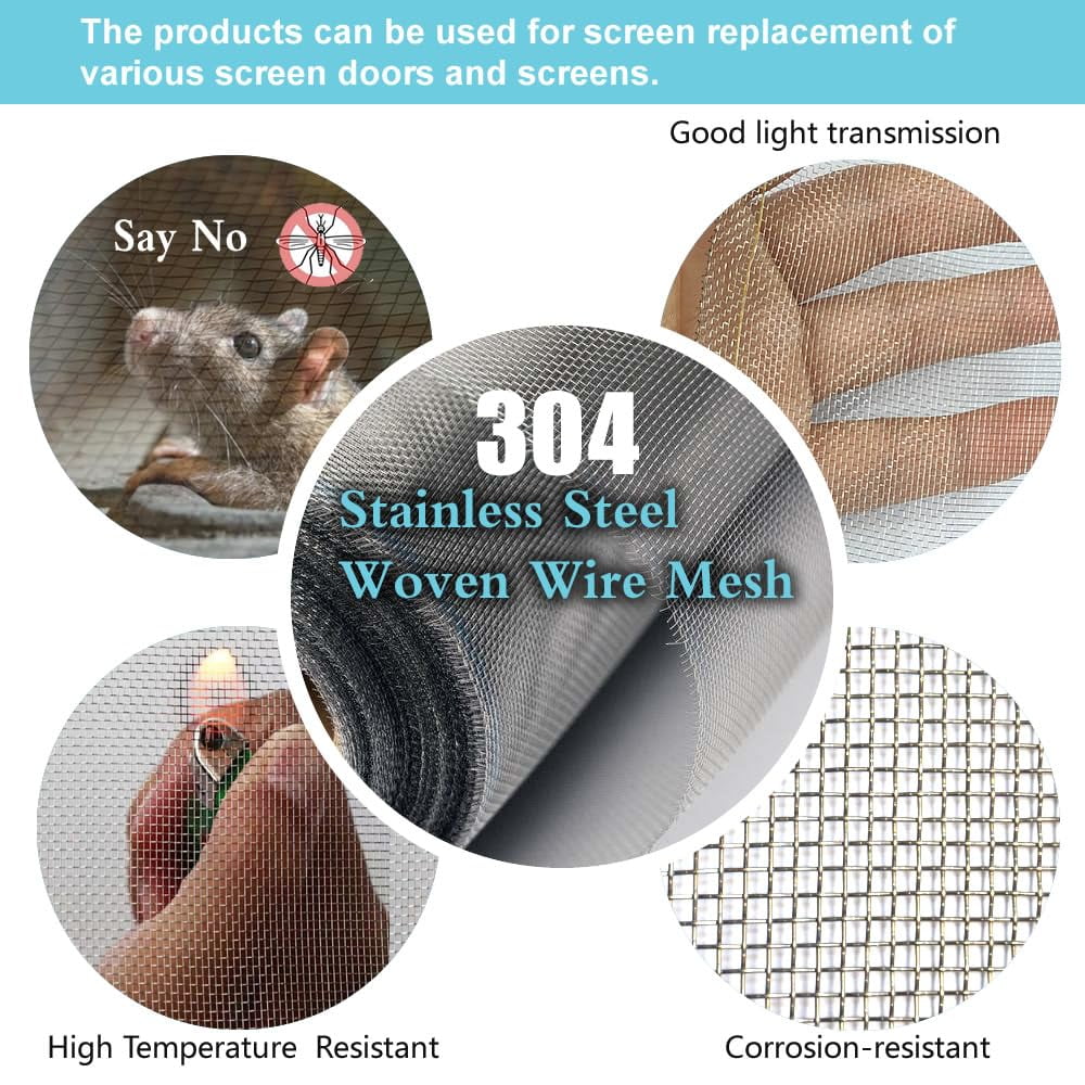 Stainless Steel Mesh for Windows & - 304, 22x22 Mesh, 118''x27.5 ...