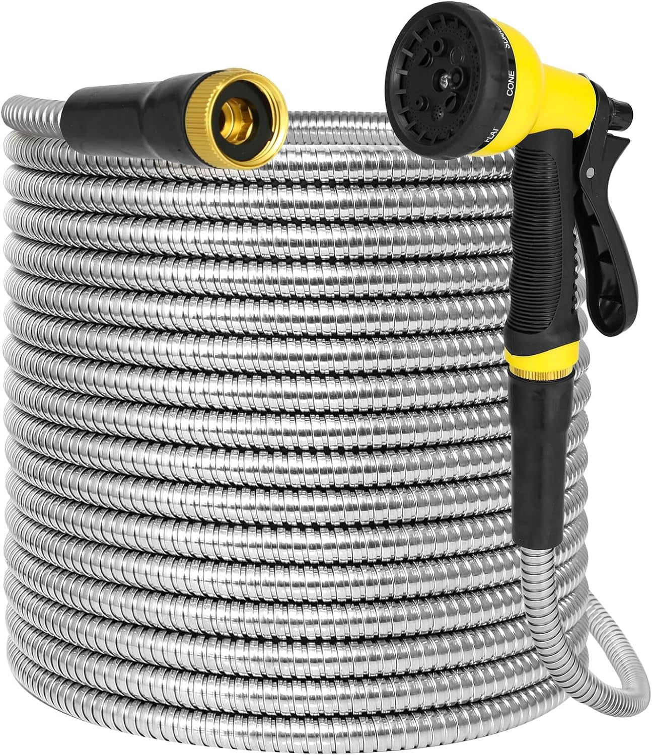 Stainless Steel Metal 100FT Garden Hose, Flexible, Kink-Free ...