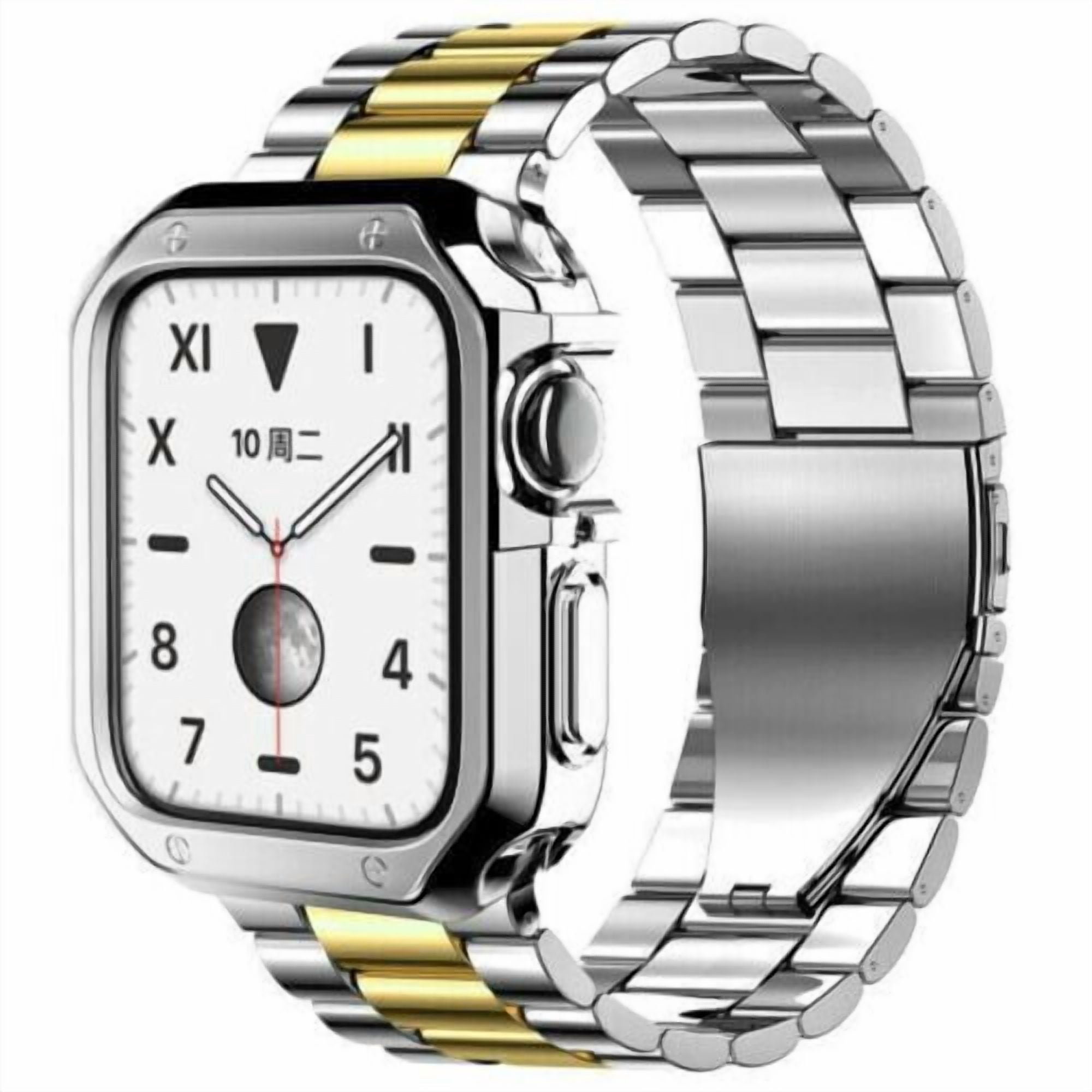 Stainless Steel Metal Band with TPU Case for Apple Watch Series 8/7/6/5 ...