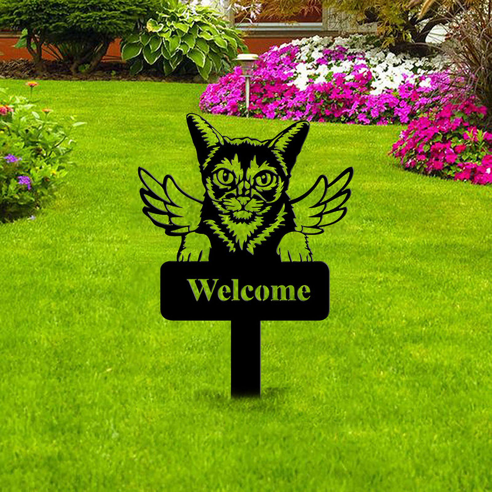 Stainless Steel Metal Cat Stakes Cat Decorative Garden Stakes Outdoor ...