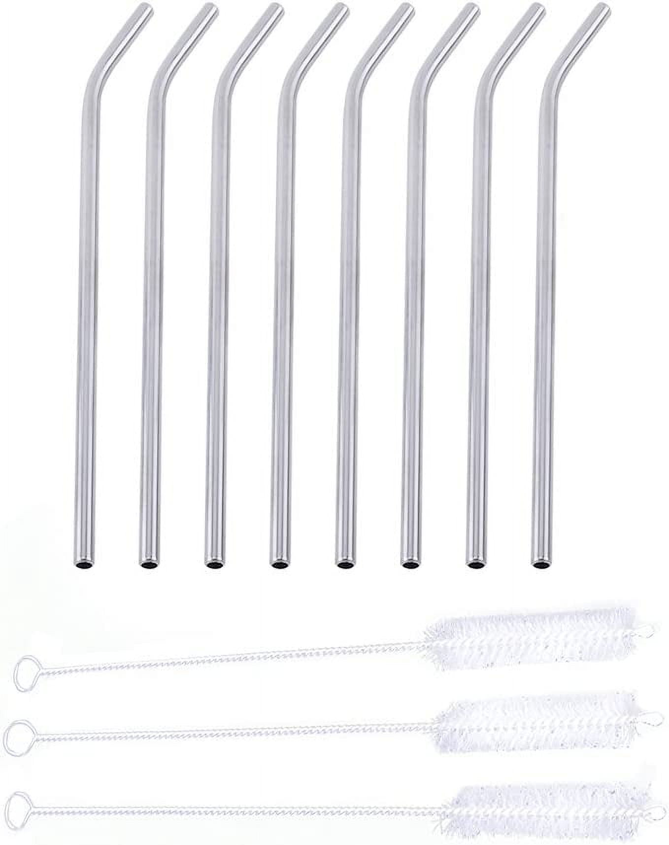 Stainless Steel Metal Drinking Beverage Straws Set w/ 3 Reusable ...