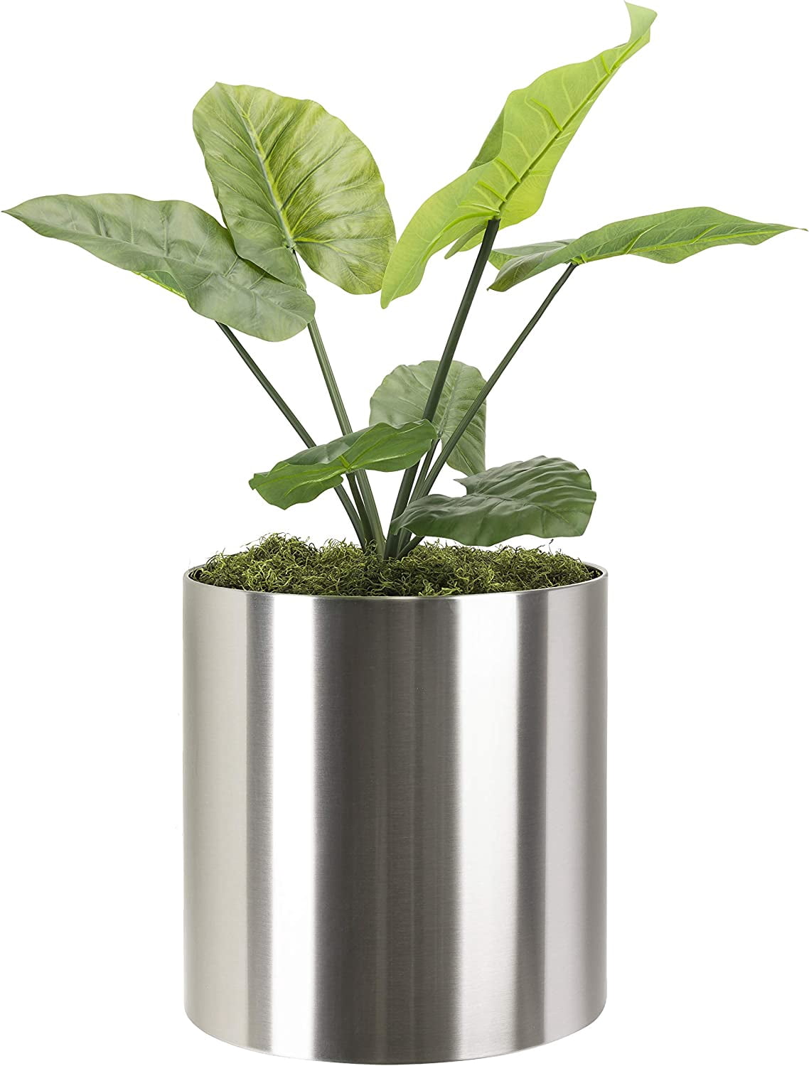 Stainless Steel Metal Planter - Modern Round Indoor Outdoor 18" X 18 ...