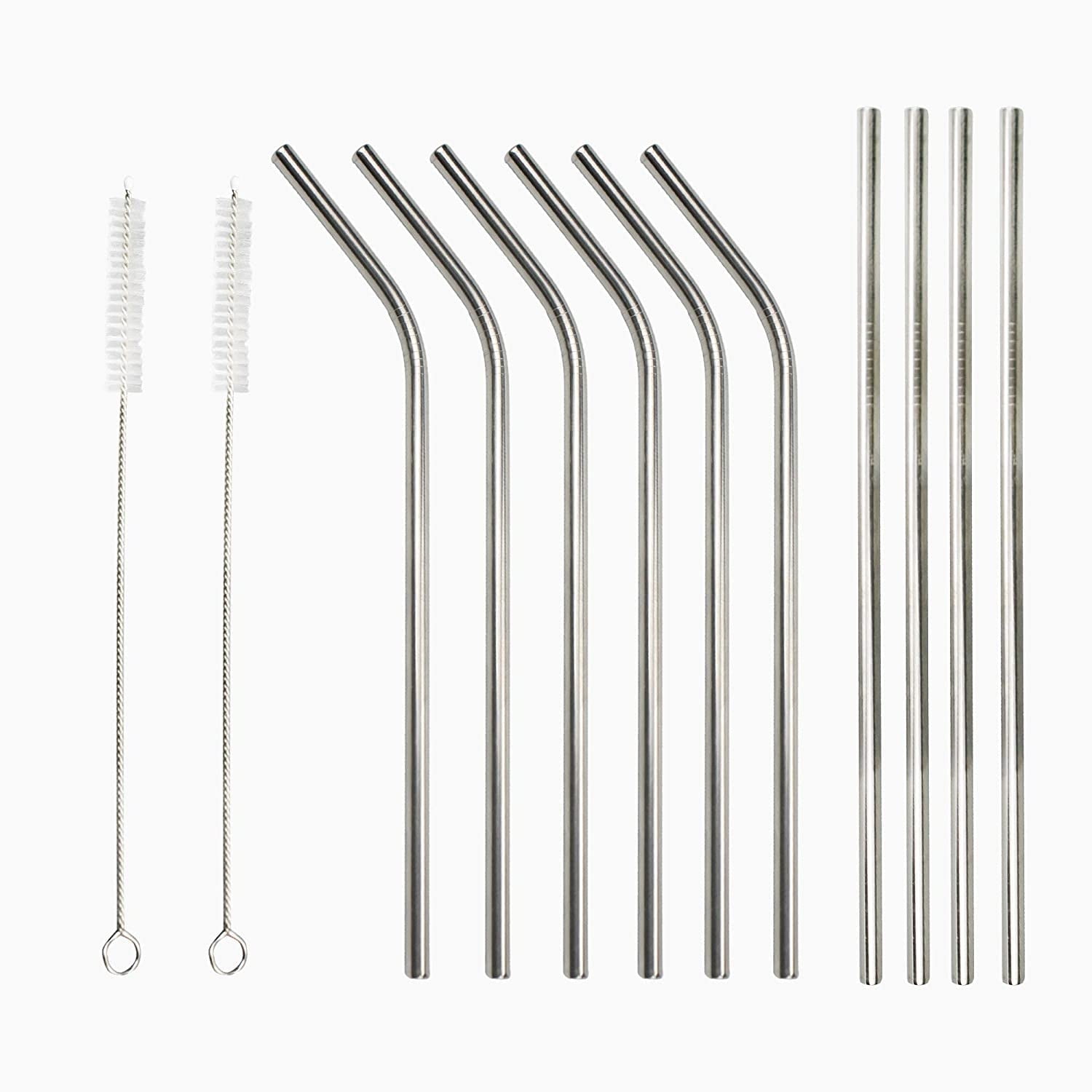 Stainless Steel Metal Straws 10 Pack 8.5 Inch Reusable Drinking Straws ...