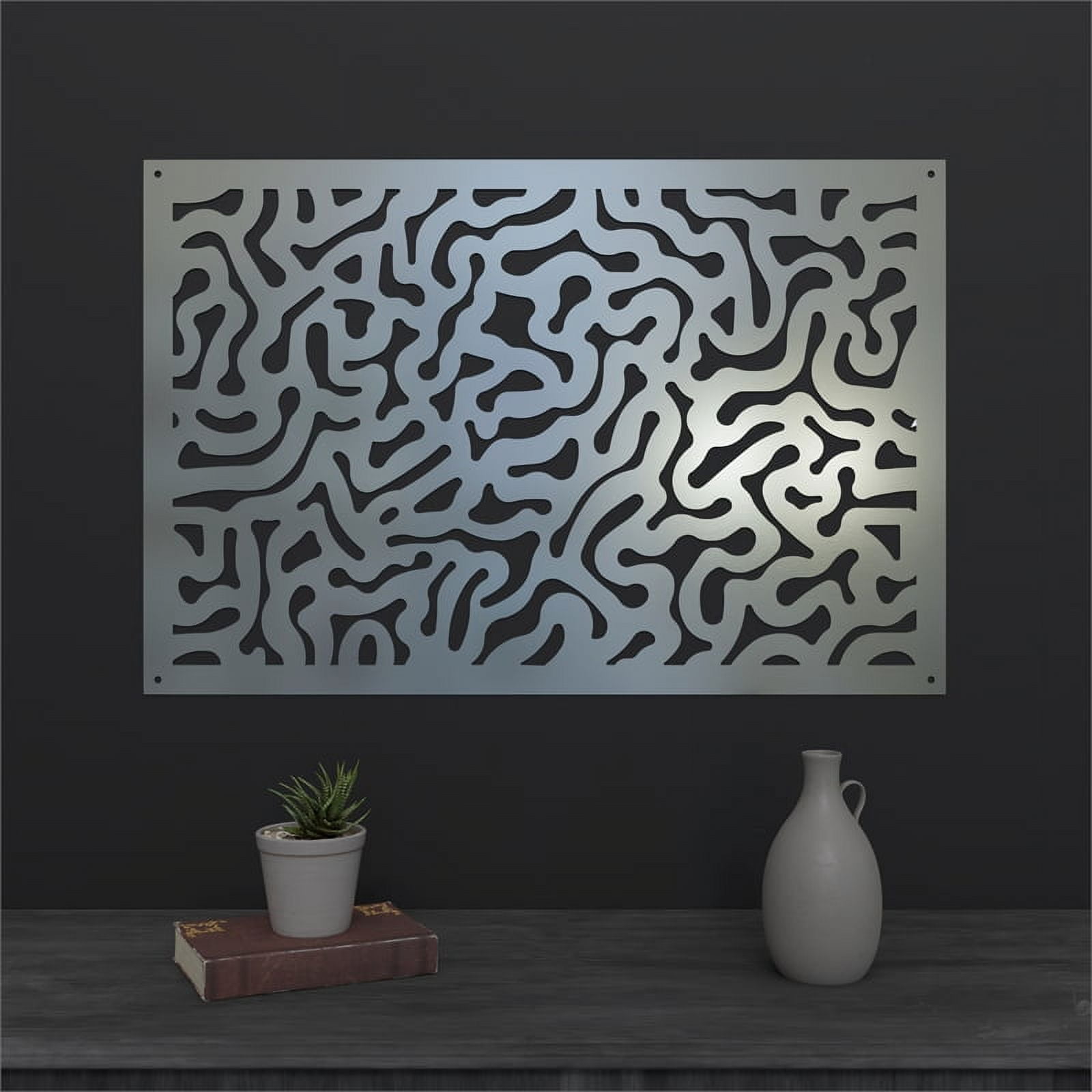 Stainless Steel Metal Wall Decor Art in Metallic Silver - Maze ...