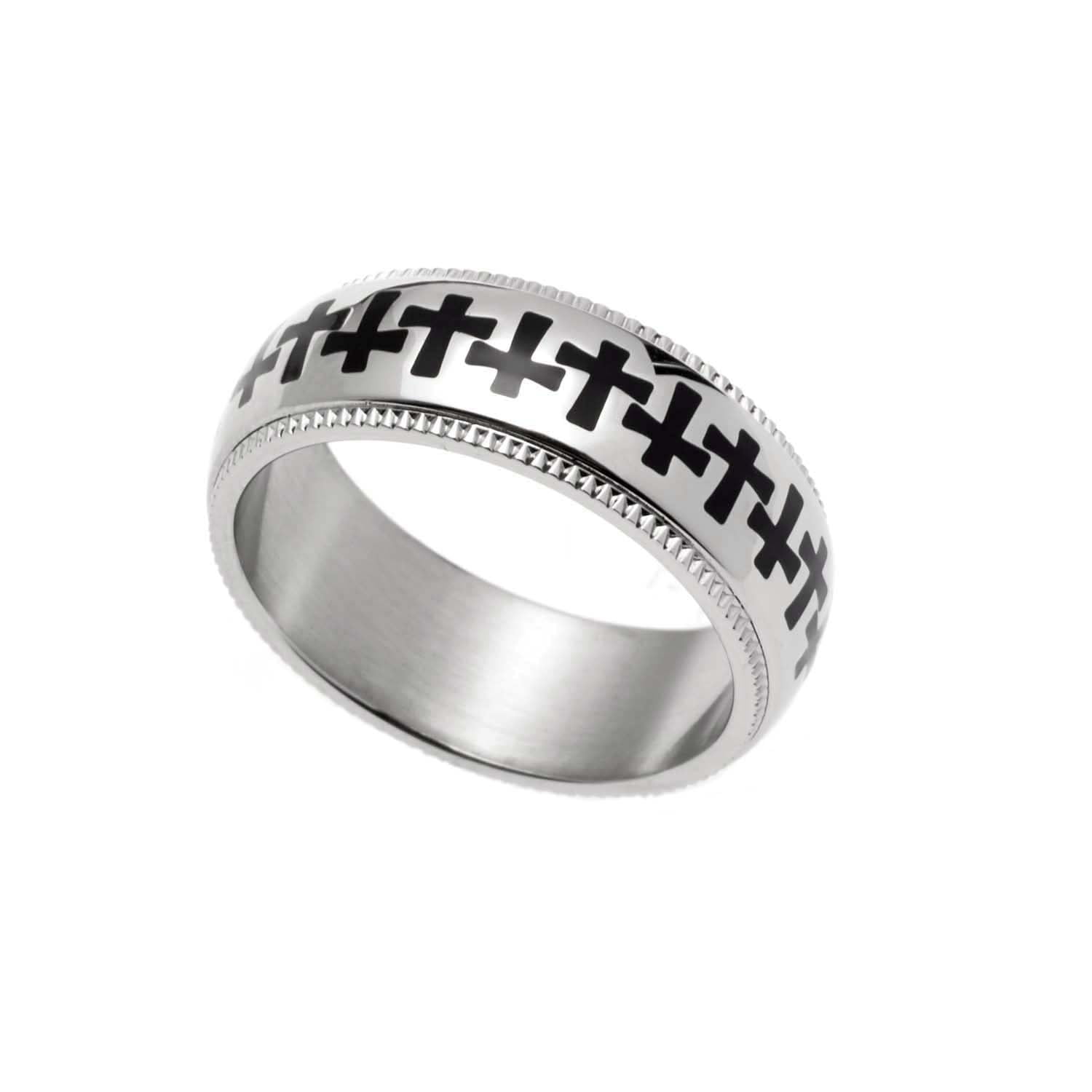 Stainless Steel Milgrain Edge Interlocking Cross Ring size 10 - Walmart.com