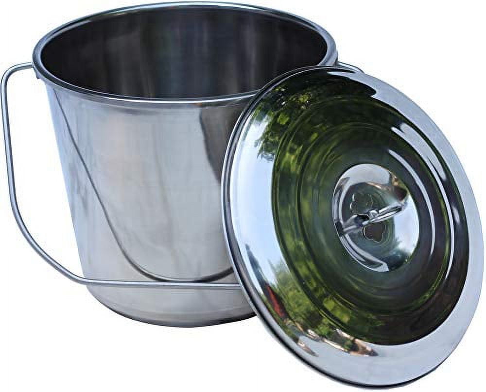 Stainless Steel Milk Pail Bucket, with Handle, and Open Lip Edge, and Optional lid. Also Good ...