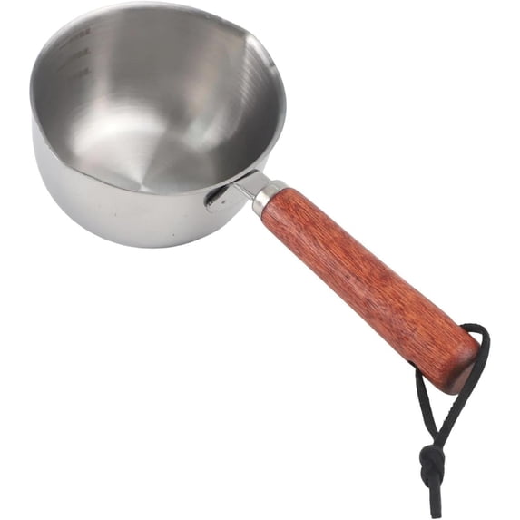 Stainless Steel Milk Pot with Wood Handle – Small Flat-Bottom Saucepan ...