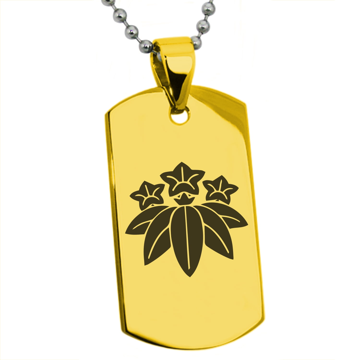 Tioneer Stainless Steel Minamoto Samurai Crest Engraved Dog Tag Pendant ...
