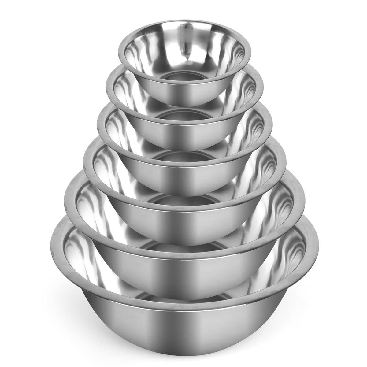 Stainless Steel Mixing Bowls, GIXUSIL 6 Sizes Mirror Finish Nesting ...