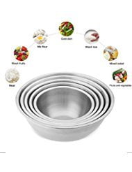 Stainless Steel Mixing Bowls Set 3 5 8 13 Quart Mirror Finish, Heavy Duty Kitchen Bowls for ...
