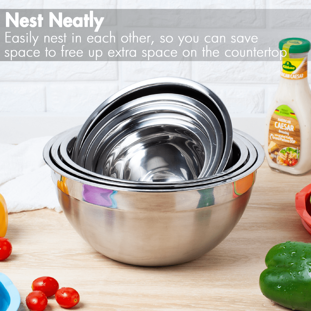 Stainless Steel Mixing Bowls Set, 7 Piece Metal Mixing Bowls with Lids ...