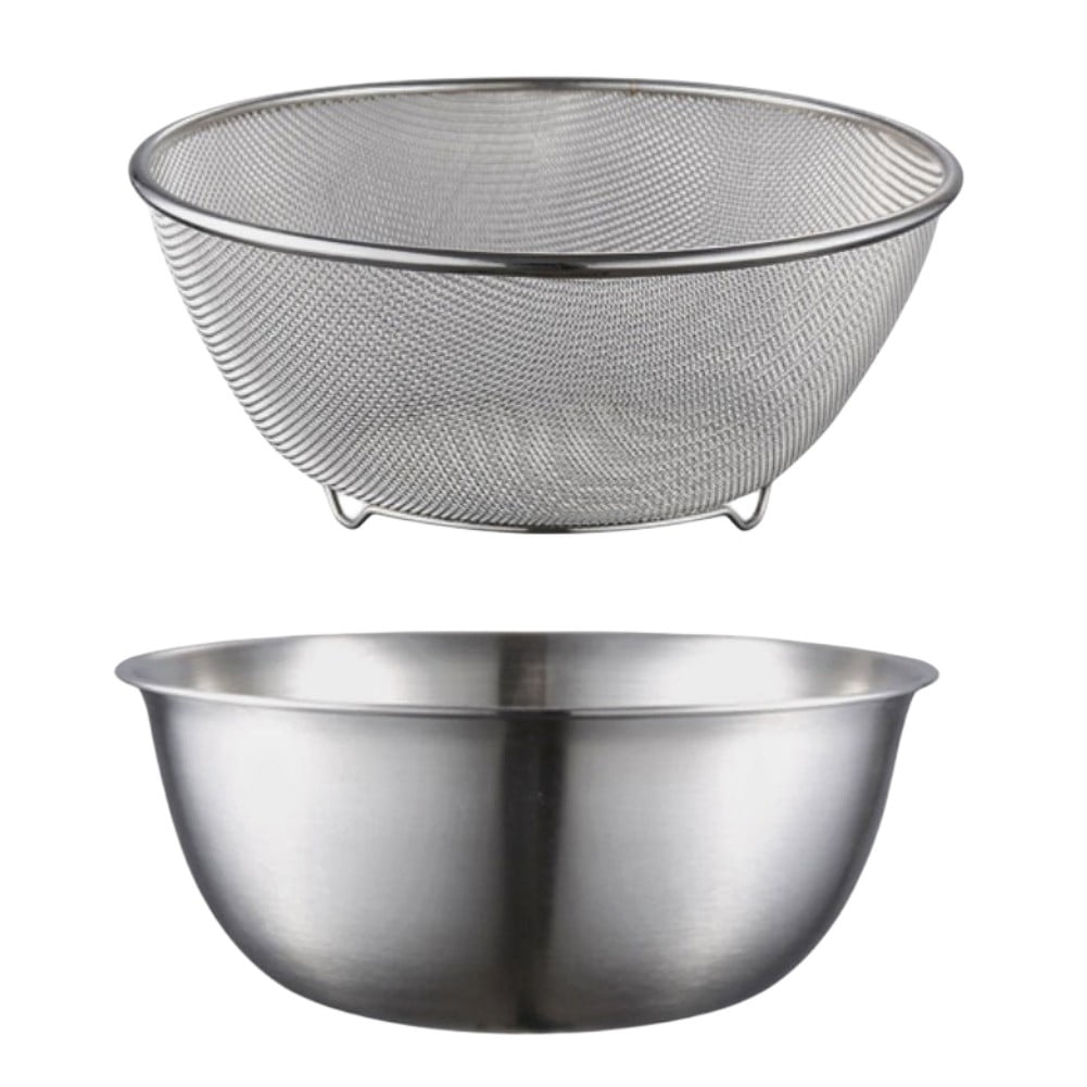 Stainless Steel Mixing Bowls With Net Strainer Set For Washing Fruit ...