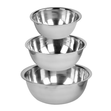 Stainless Steel Food Prep Cooking Mixing Bowl Set, Metal Nesting Bowls ...