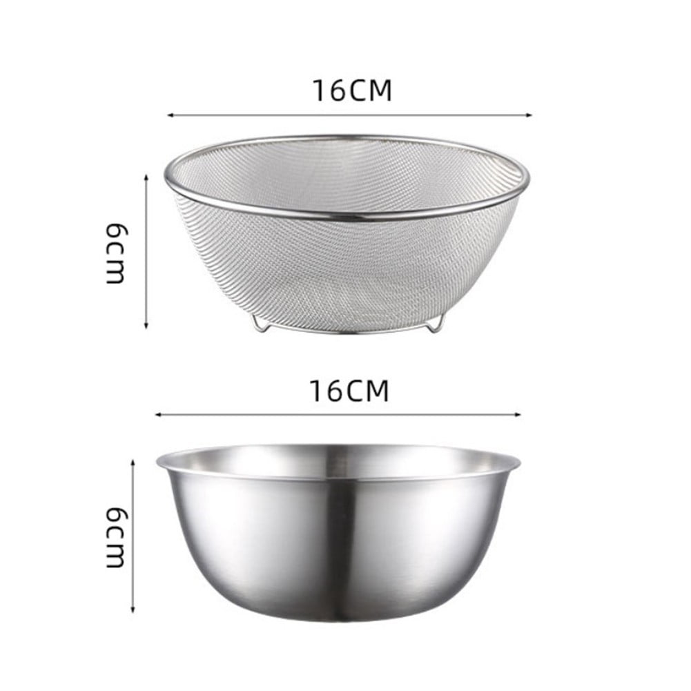 Stainless Steel Mixing Bowls with Mesh Net Strainer Set for Washing ...