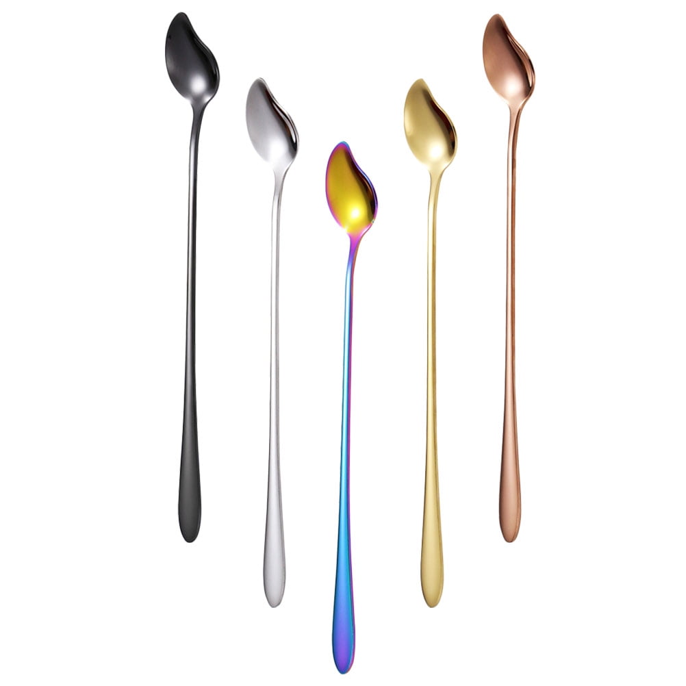 MEIBUTYUP Stainless Steel Mixing Spoons Set, Assorted Colors, Kitchen ...