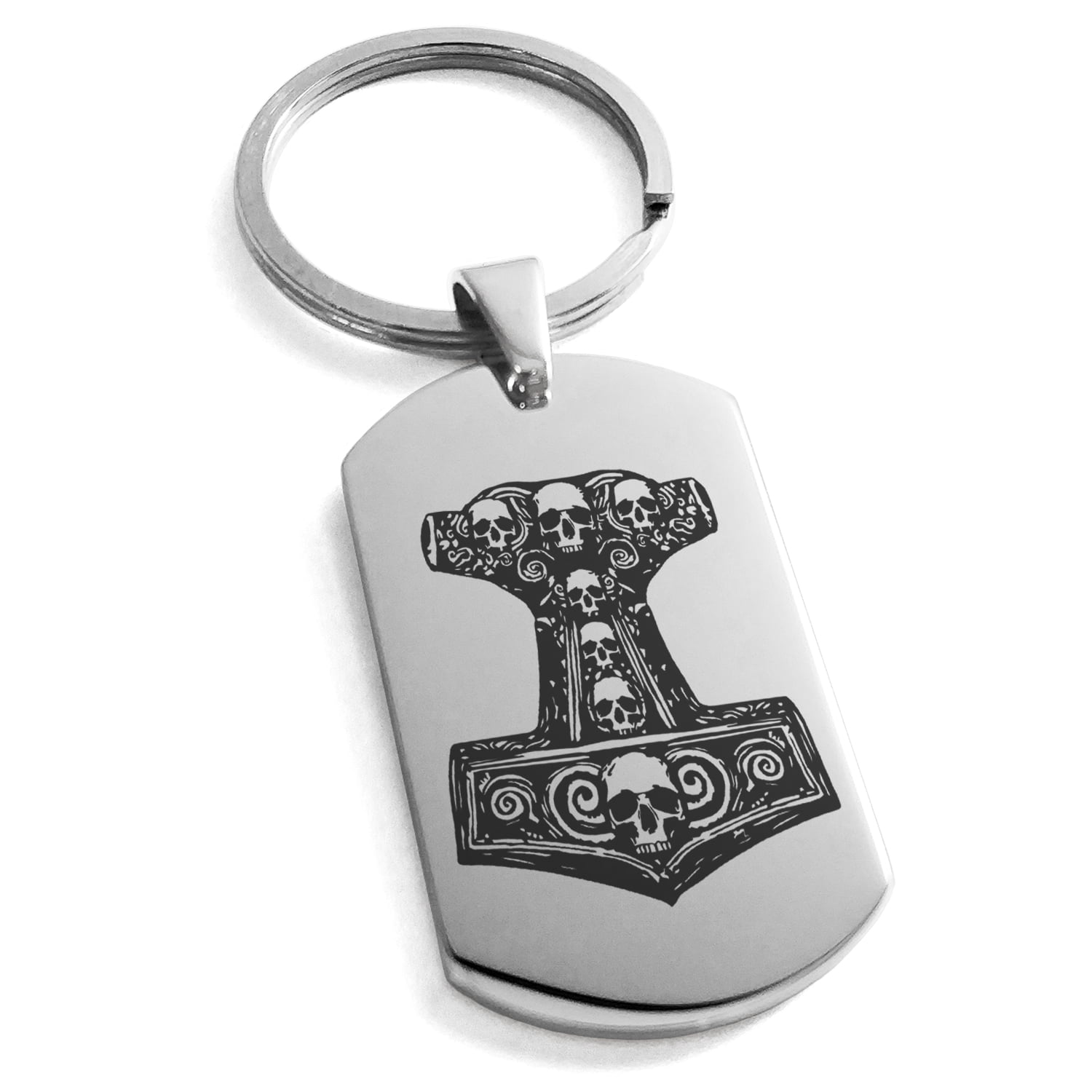 Tioneer Stainless Steel Mjolnir Thor's Black Skull Hammer Engraved Dog ...