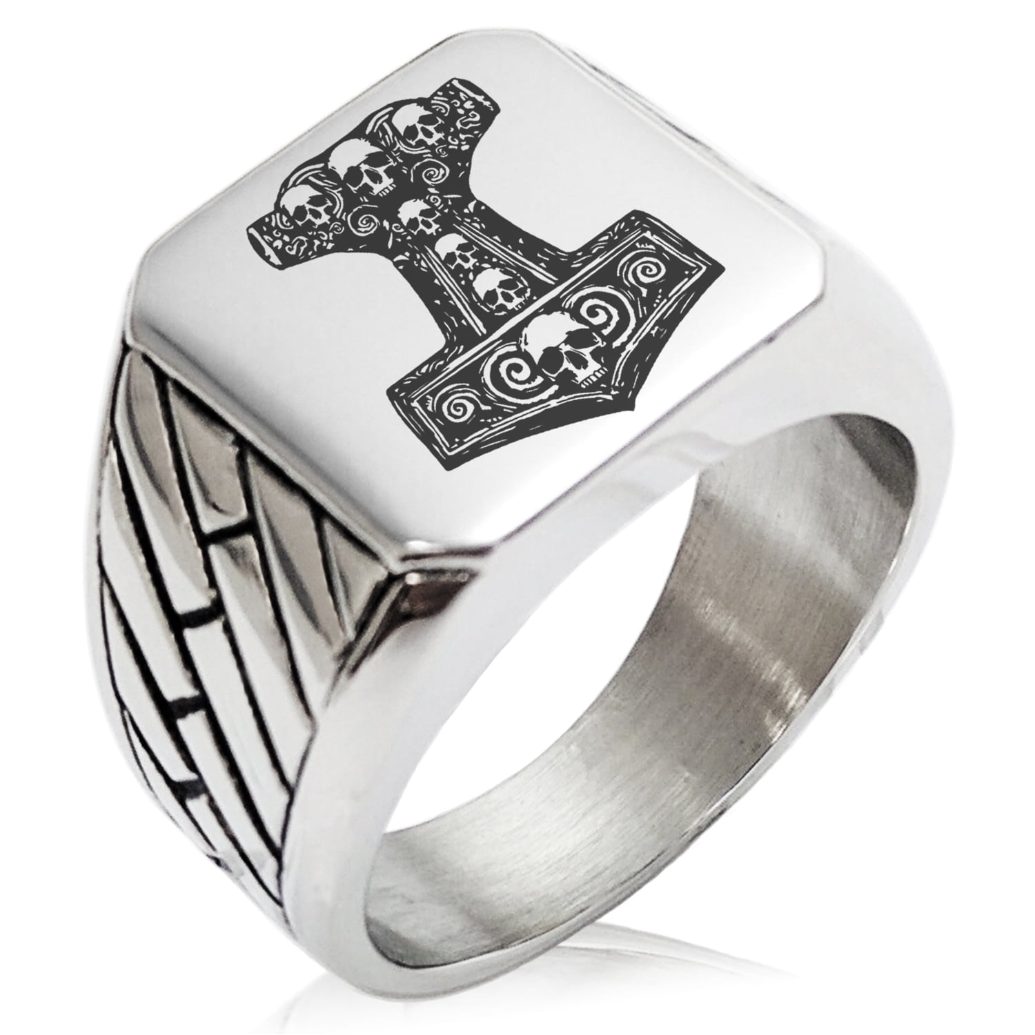 Tioneer Stainless Steel Mjolnir Thor's Black Skull Hammer Geometric ...