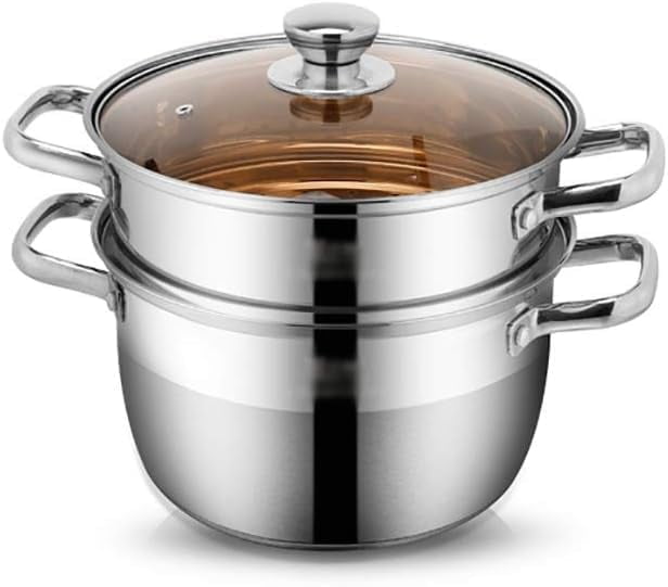 Stainless Steel Momo Maker & Steamer With Glass Lid & Handle - Silver ...