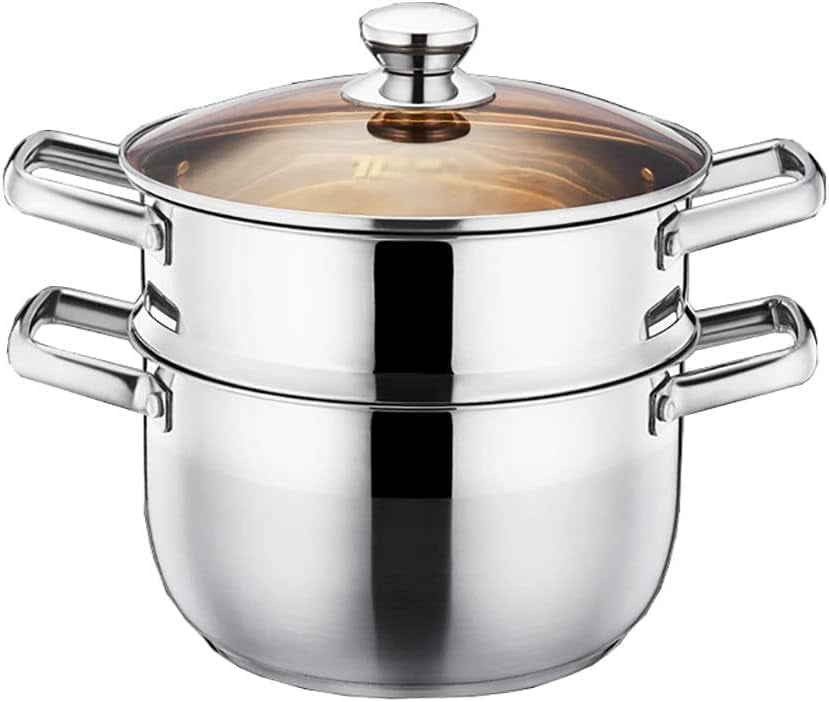 Stainless Steel Momo Maker & Steamer With Glass Lid & Riveted Handles ...