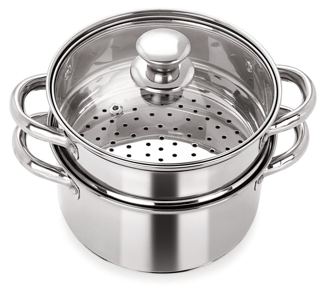 Stainless Steel Momos Maker & Steamer With Glass Lid & Handles - Silver ...