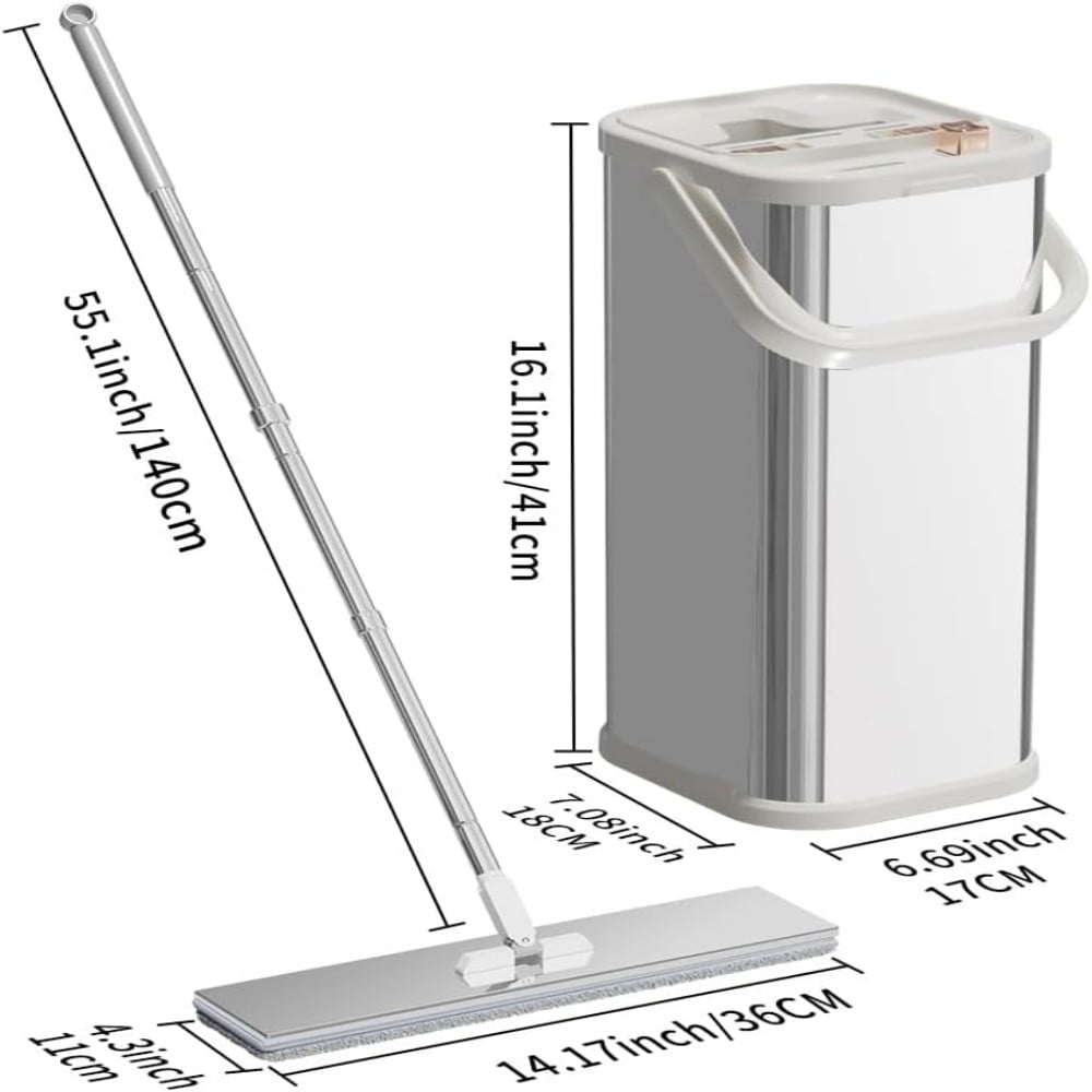 Stainless Steel Mop and Bucket Set, Easy-to-use Spin Mop with Separate ...