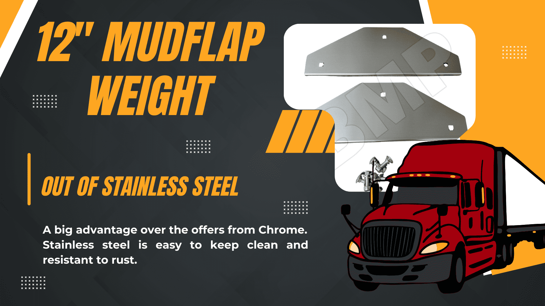 Stainless Steel Mud Flap Plates/Weights Rear Bottom 12" X 5.31" 0600304 ...