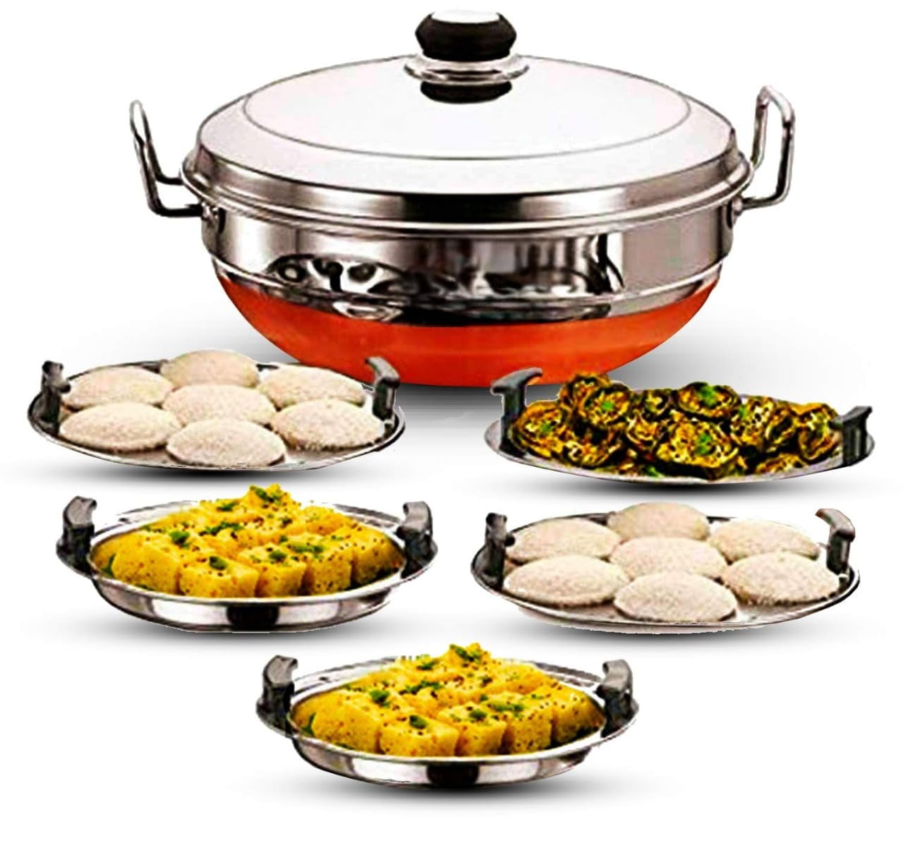 Stainless Steel Multi Kadai Idli cooker steamer with Copper Bottom ...