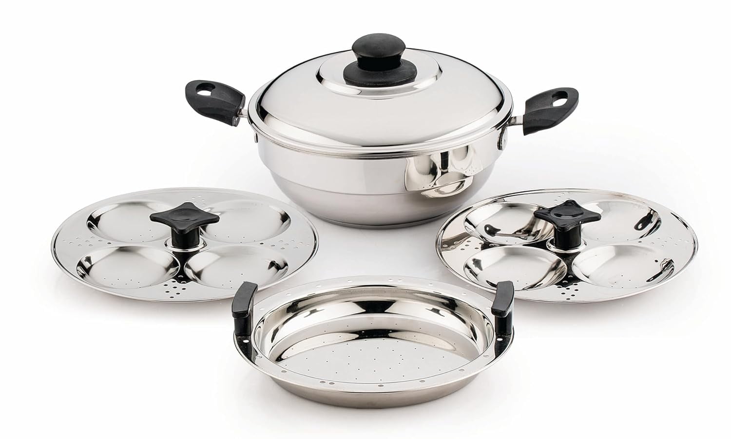 Stainless Steel Multi Steamer Set - Silver, 3 Liters, 4 Pcs | Gas ...