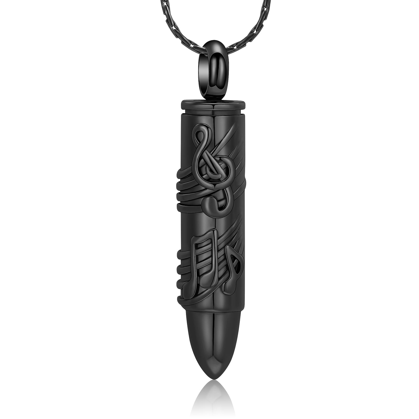 Stainless Steel Music Note Print Bullet Urn Pendant Memory Necklace for ...
