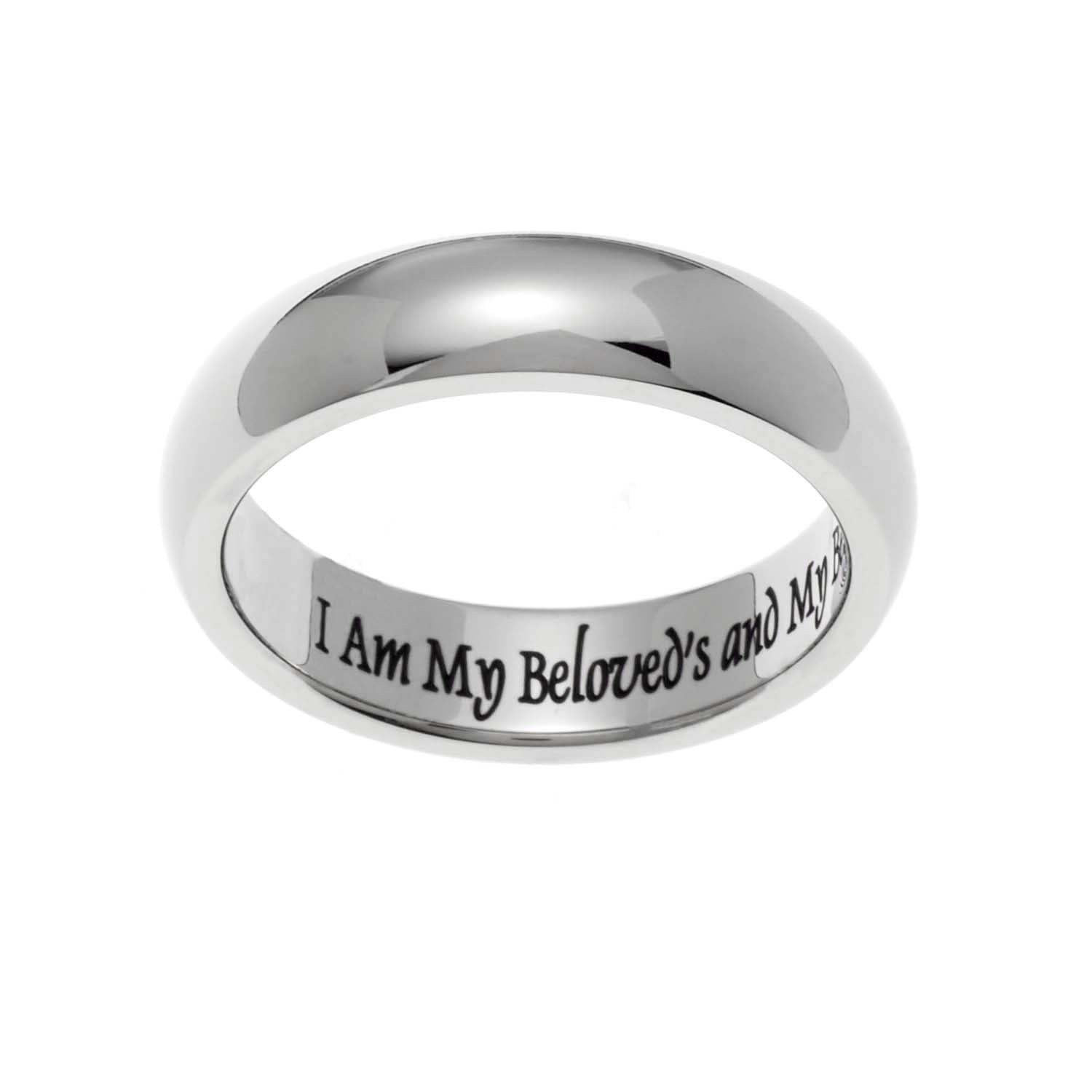Stainless Steel "My Beloved" Engraved Promise Ring for Couples size 5 ...