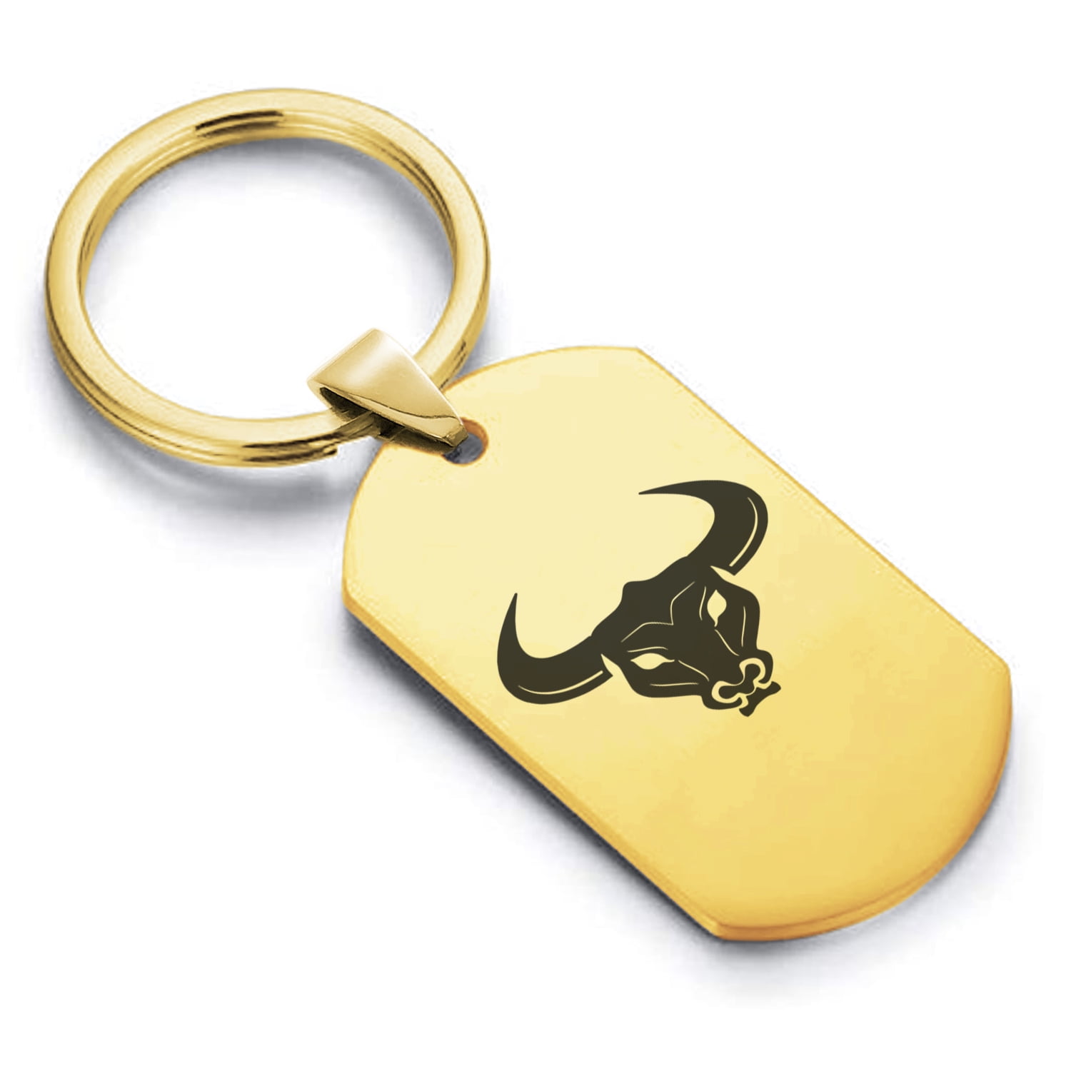 Stainless Steel Mythical Minotaur Head Dog Tag Keychain Circle Ring ...