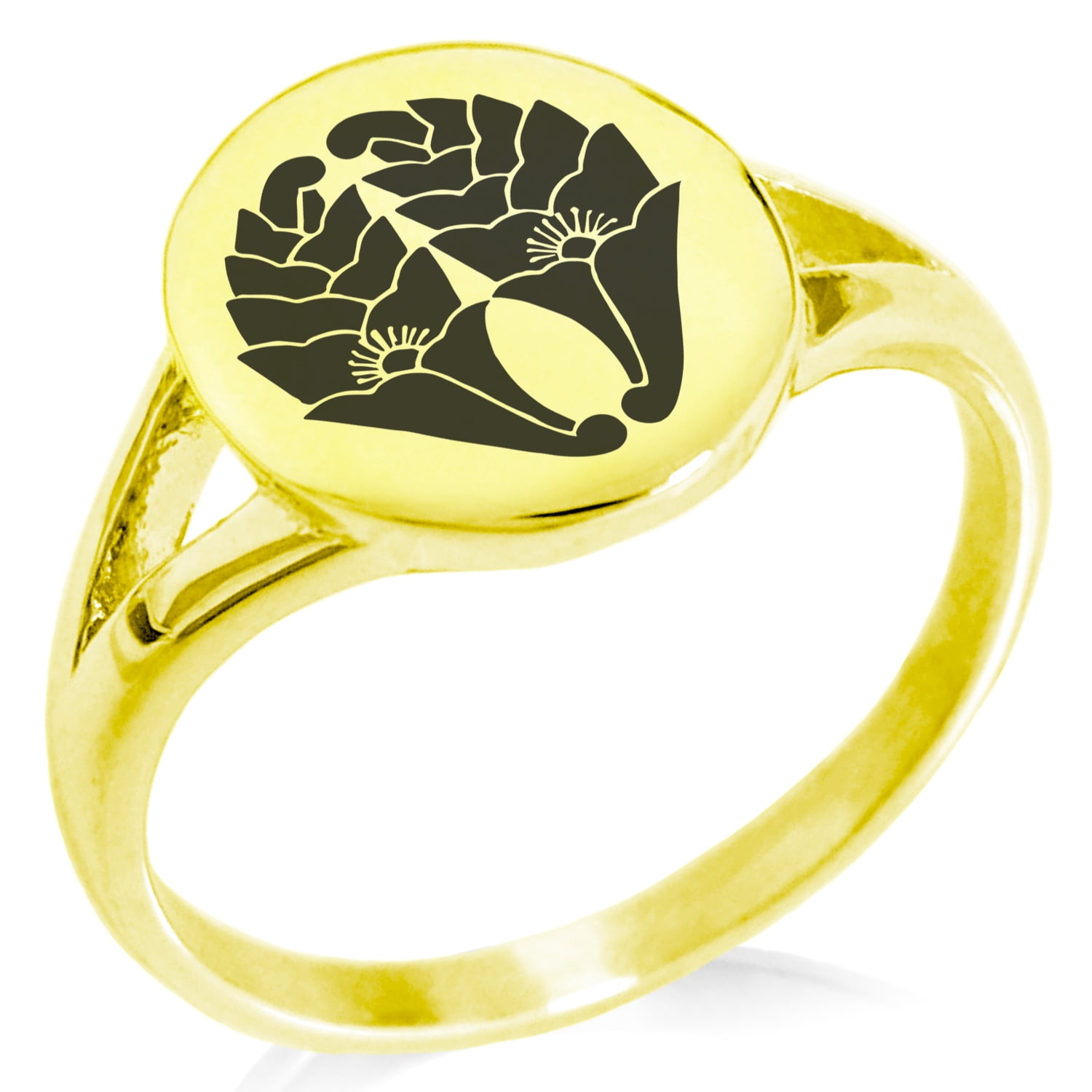 Stainless Steel Nabeshima Samurai Crest Minimalist Oval Top Polished ...