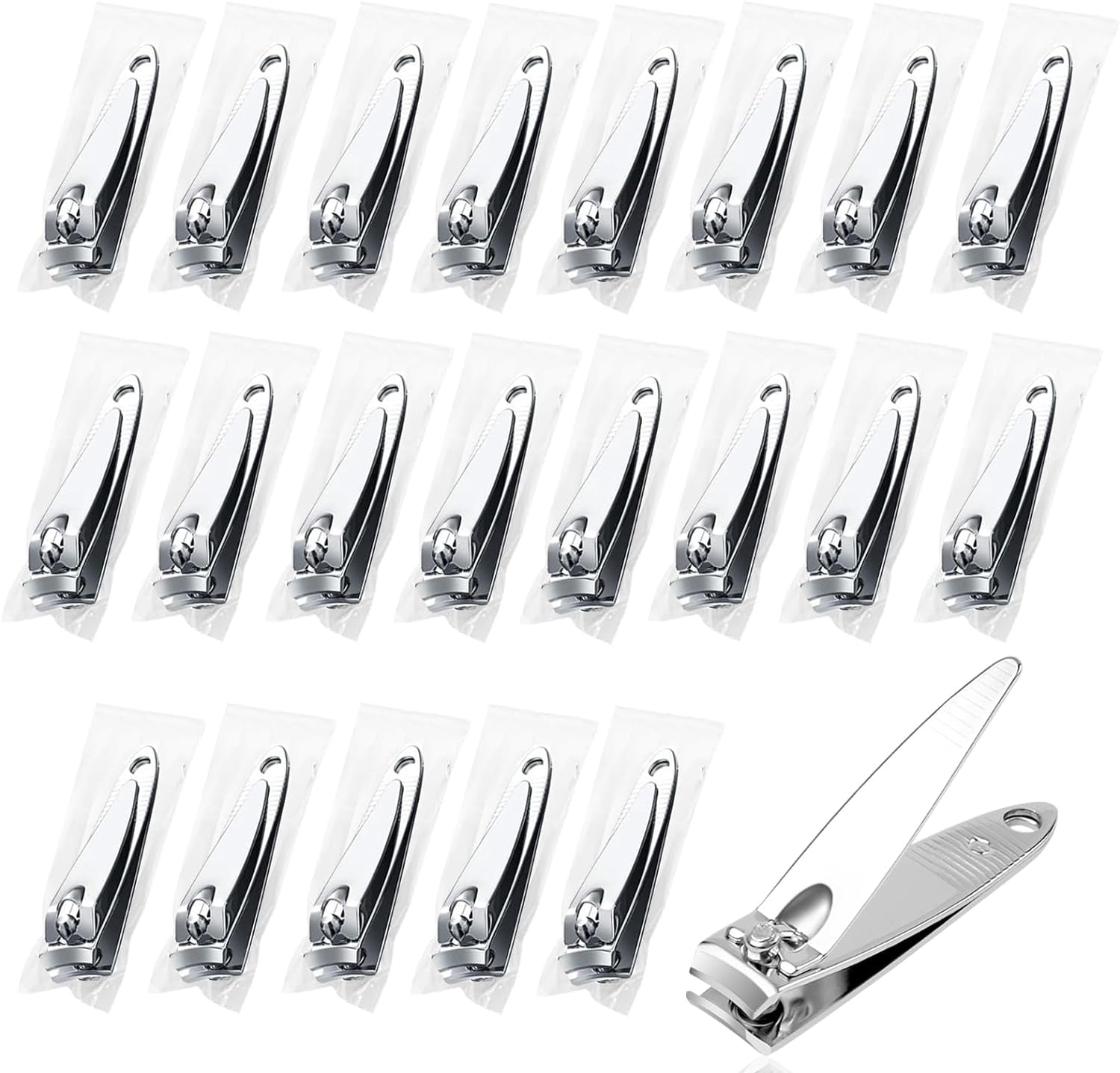 Stainless Steel Nail Clippers, 100 Pack Bulk, Individually Wrapped for ...