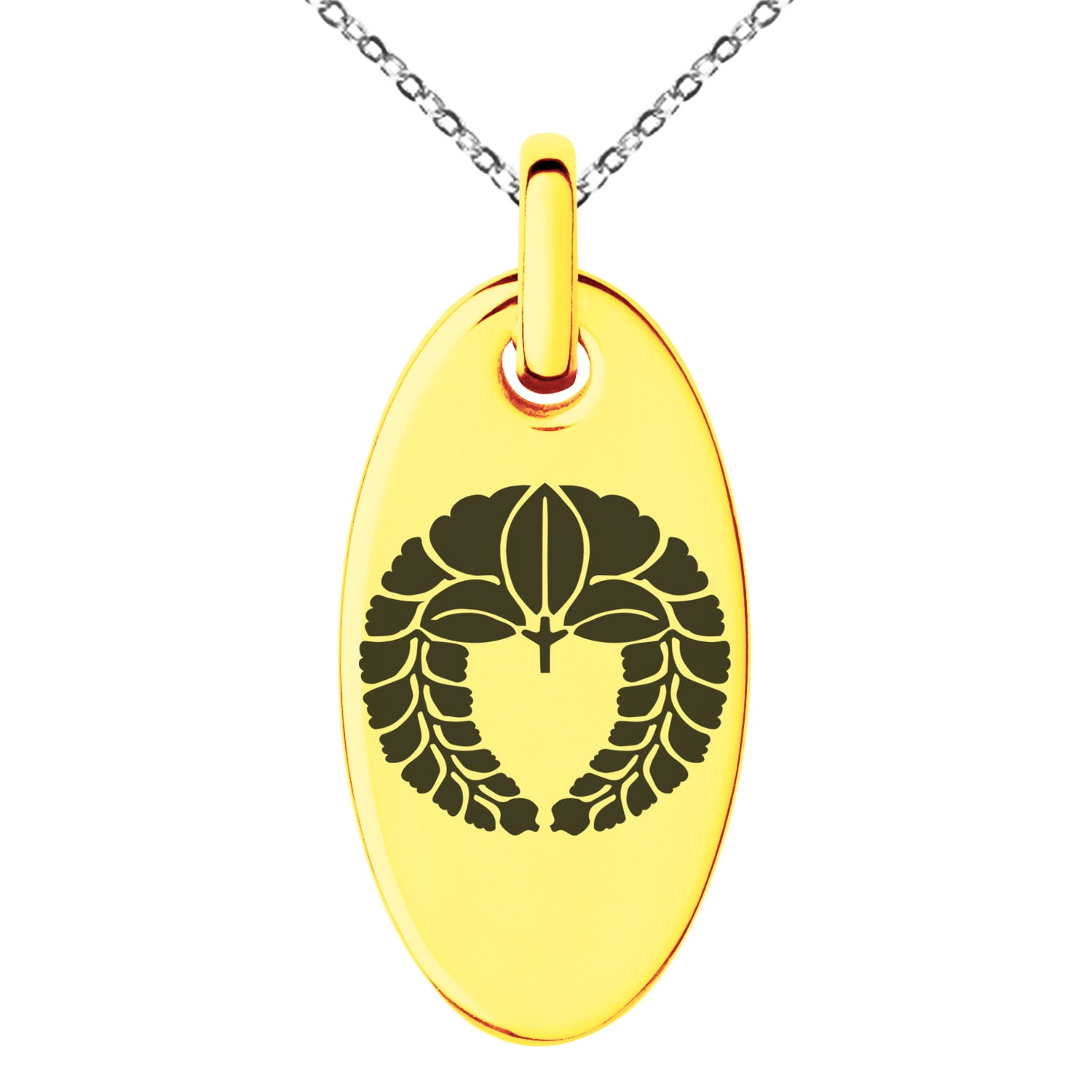 Stainless Steel Naito Samurai Crest Engraved Small Oval Charm Pendant ...