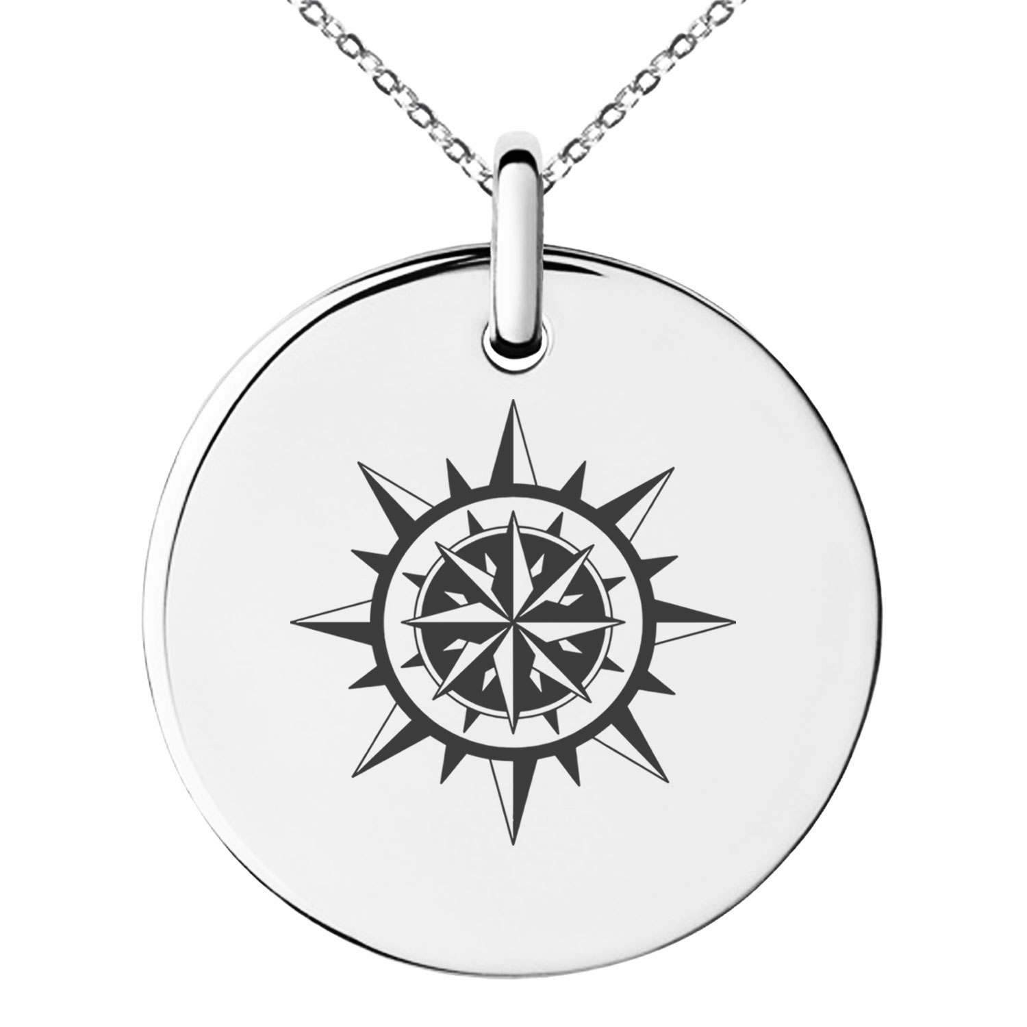 Stainless Steel Nautical Concentric Compass Engraved Small Medallion ...