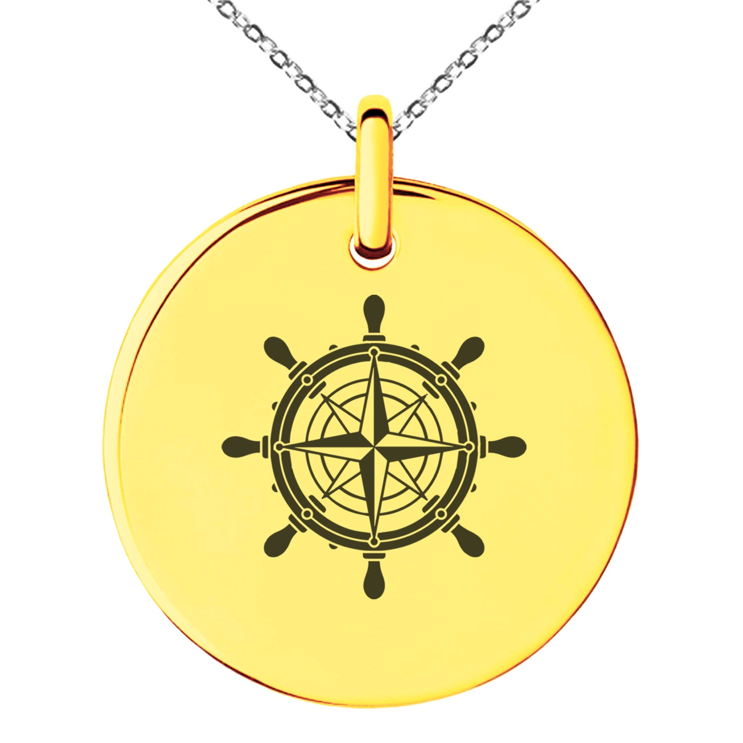 Tioneer Stainless Steel Nautical Ship Helm Wheel Compass Engraved Small ...