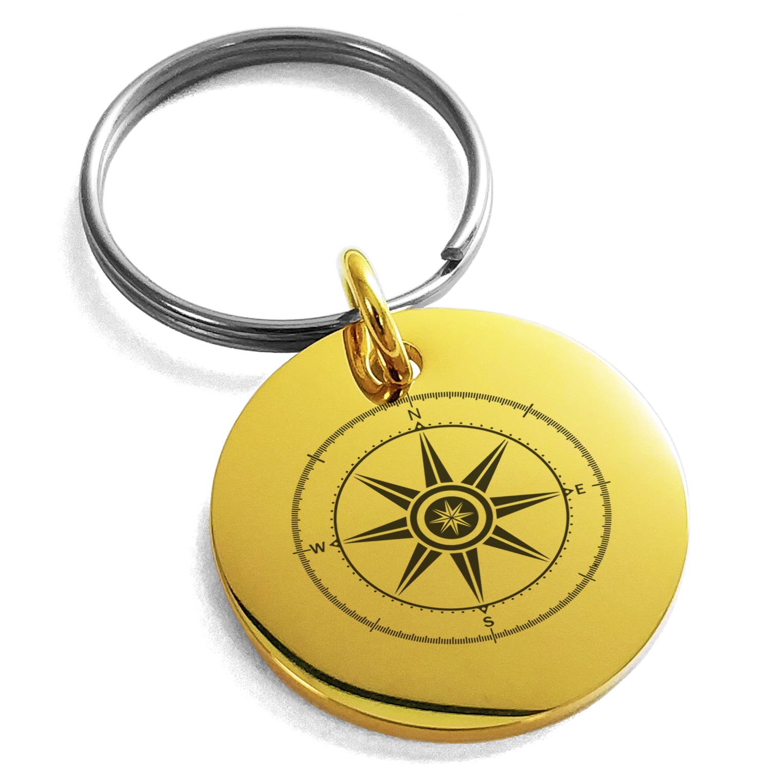 Tioneer Stainless Steel Nautical Wind Compass Engraved Small Medallion ...