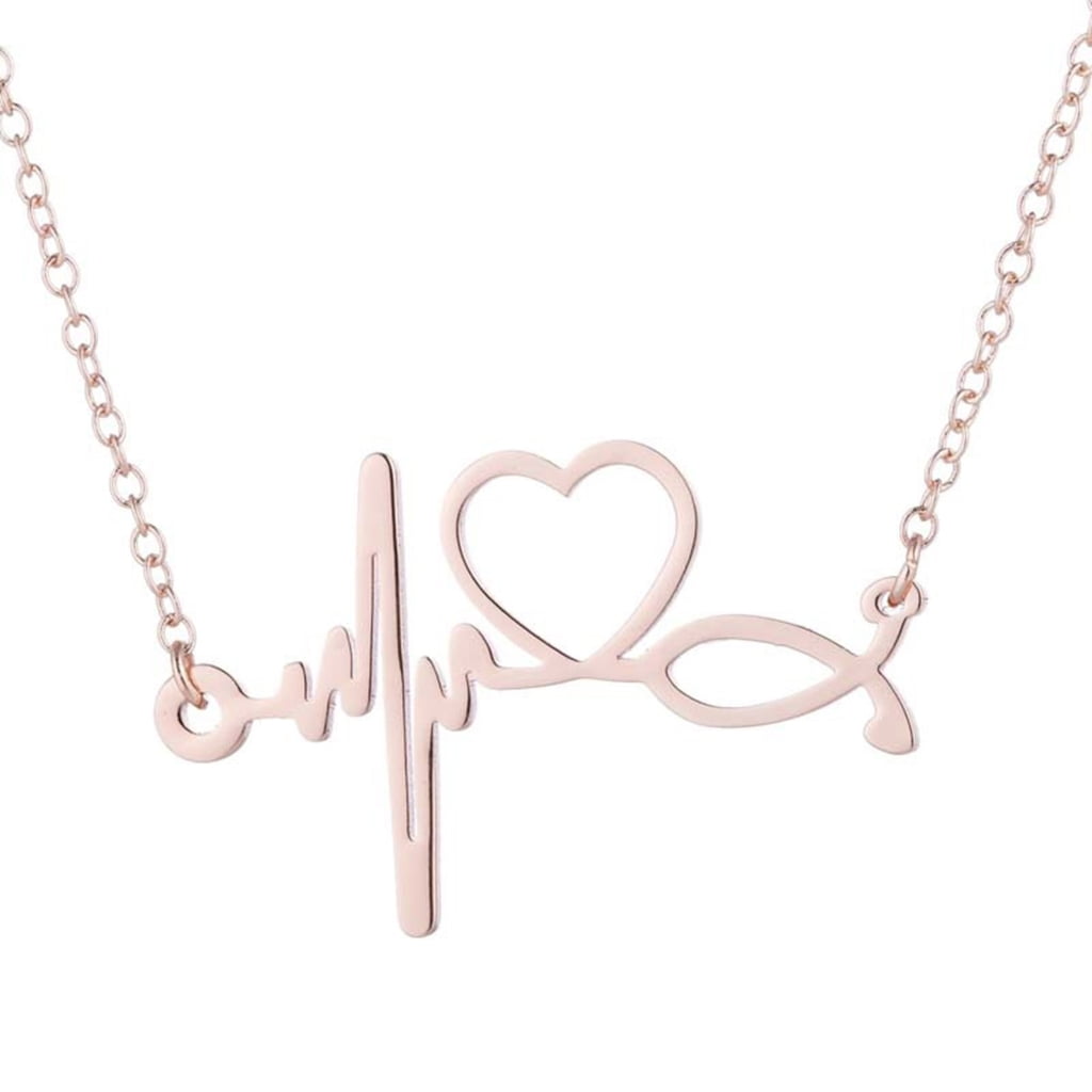 Stainless Steel Neckchain Hospital ECG Heartbeat Pendant Necklace for ...
