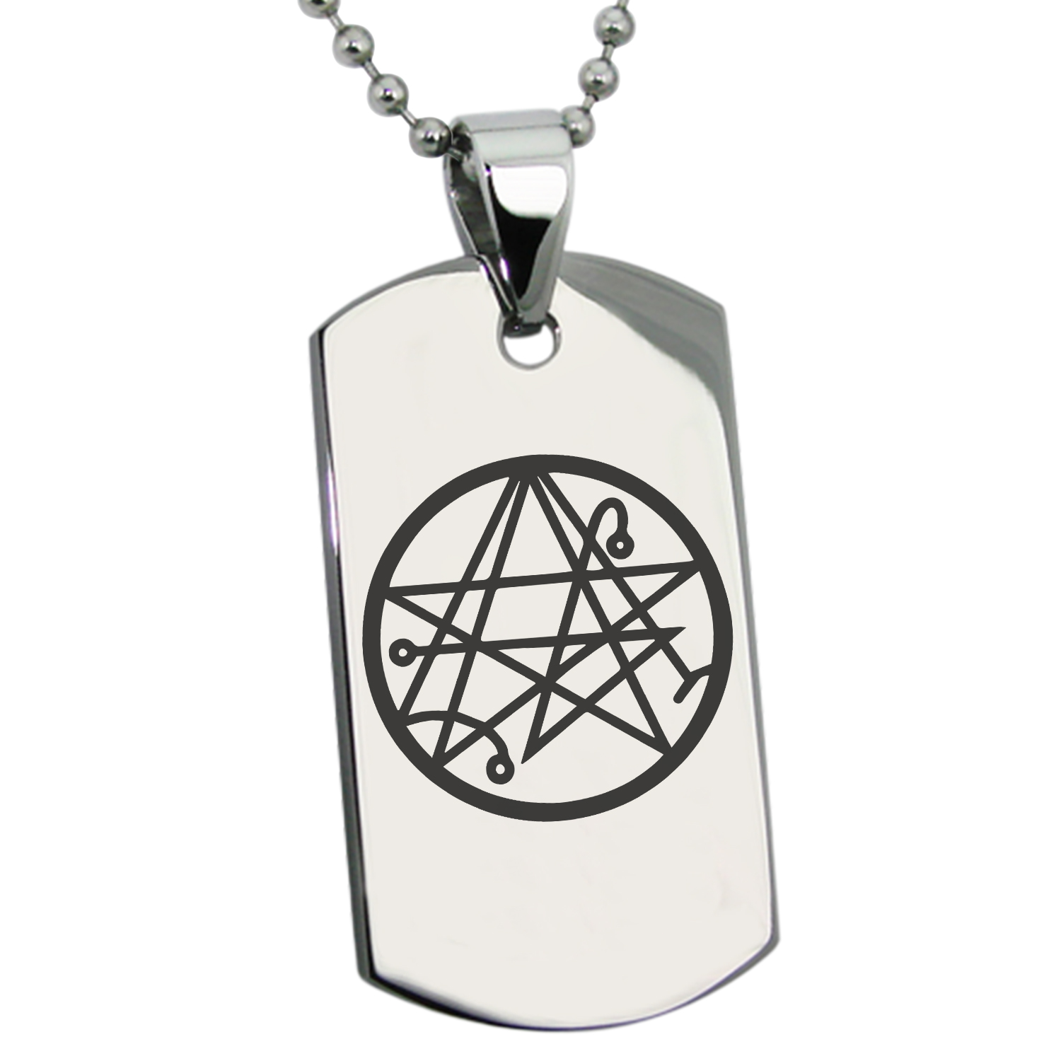 Stainless Steel Necronomicon Talisman Rune Engraved Dog Tag Pendant ...