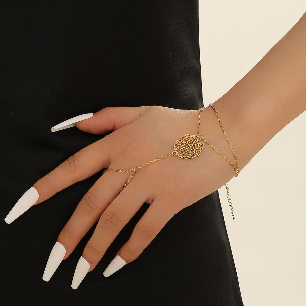 Stainless Steel Neurology Brain Link Chain Connected Finger Ring ...