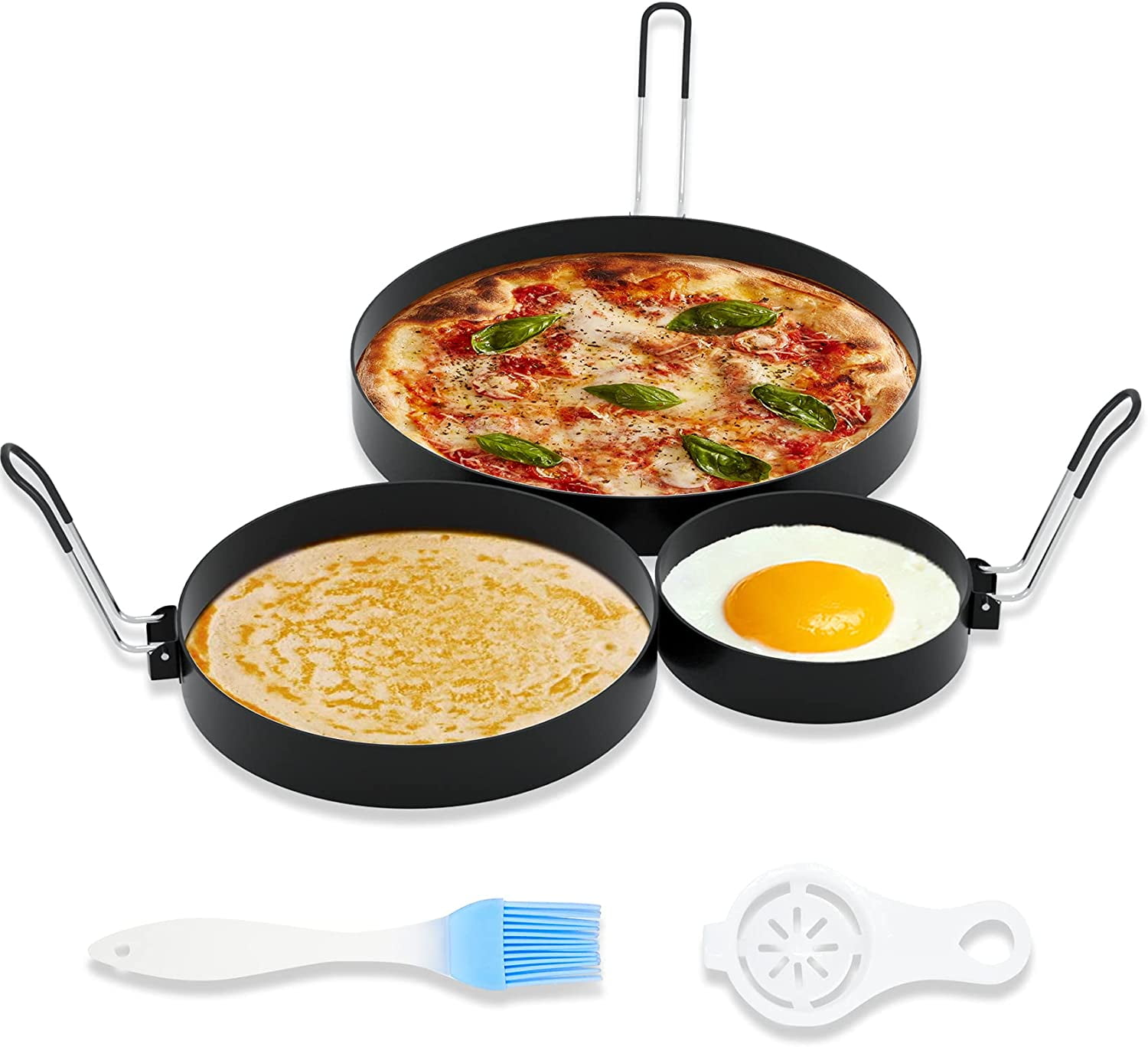 Stainless Steel Non Stick Cooking Rings Set - 8'' Omelet, 6'' Pancake ...