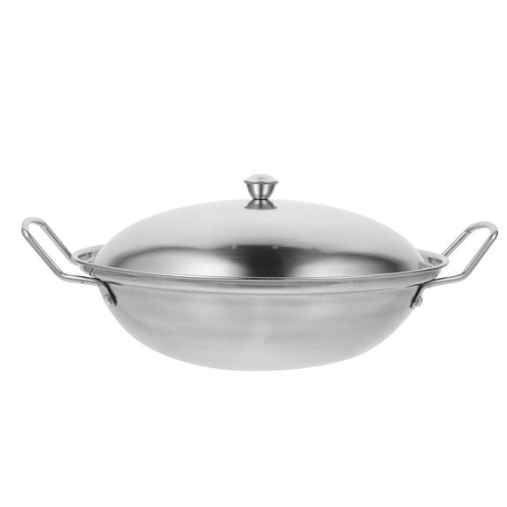 Stainless Steel Non Stick Wok Nonstick Pans Pot Stove with Lid Outdoor ...