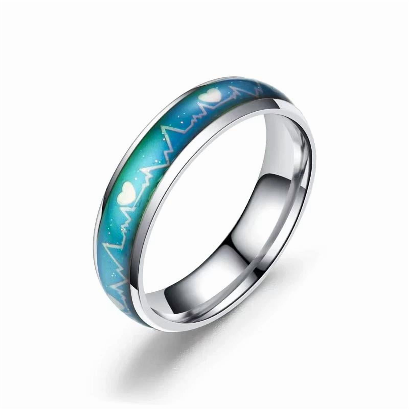 Stainless Steel Non-Tarnish Color Changing Mood Ring Temperature Women ...