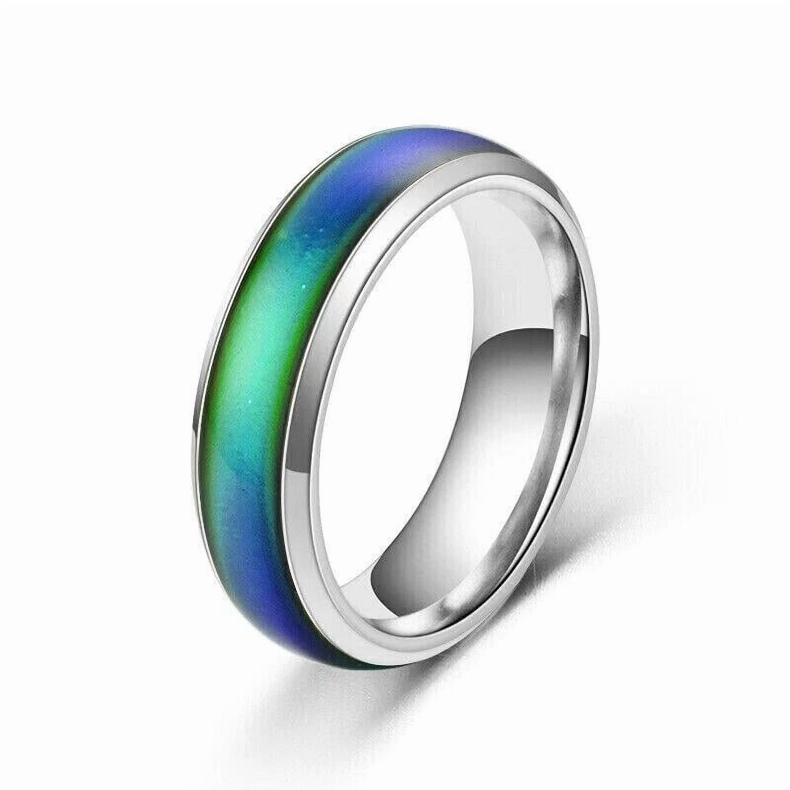 Stainless Steel Non-Tarnish Color Changing Mood Ring Temperature Women ...
