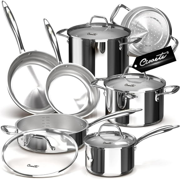 NuWave Professional 9 Pieces Induction Cookware Set, Heavy-Duty Tri-Ply ...