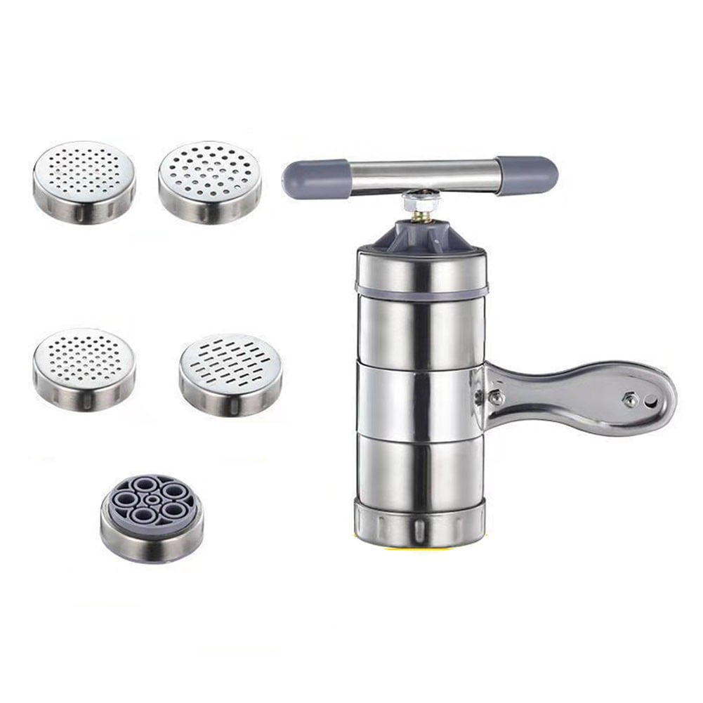 Stainless Steel Noodle Maker with 4 Molds, Manual Pasta Machine ...