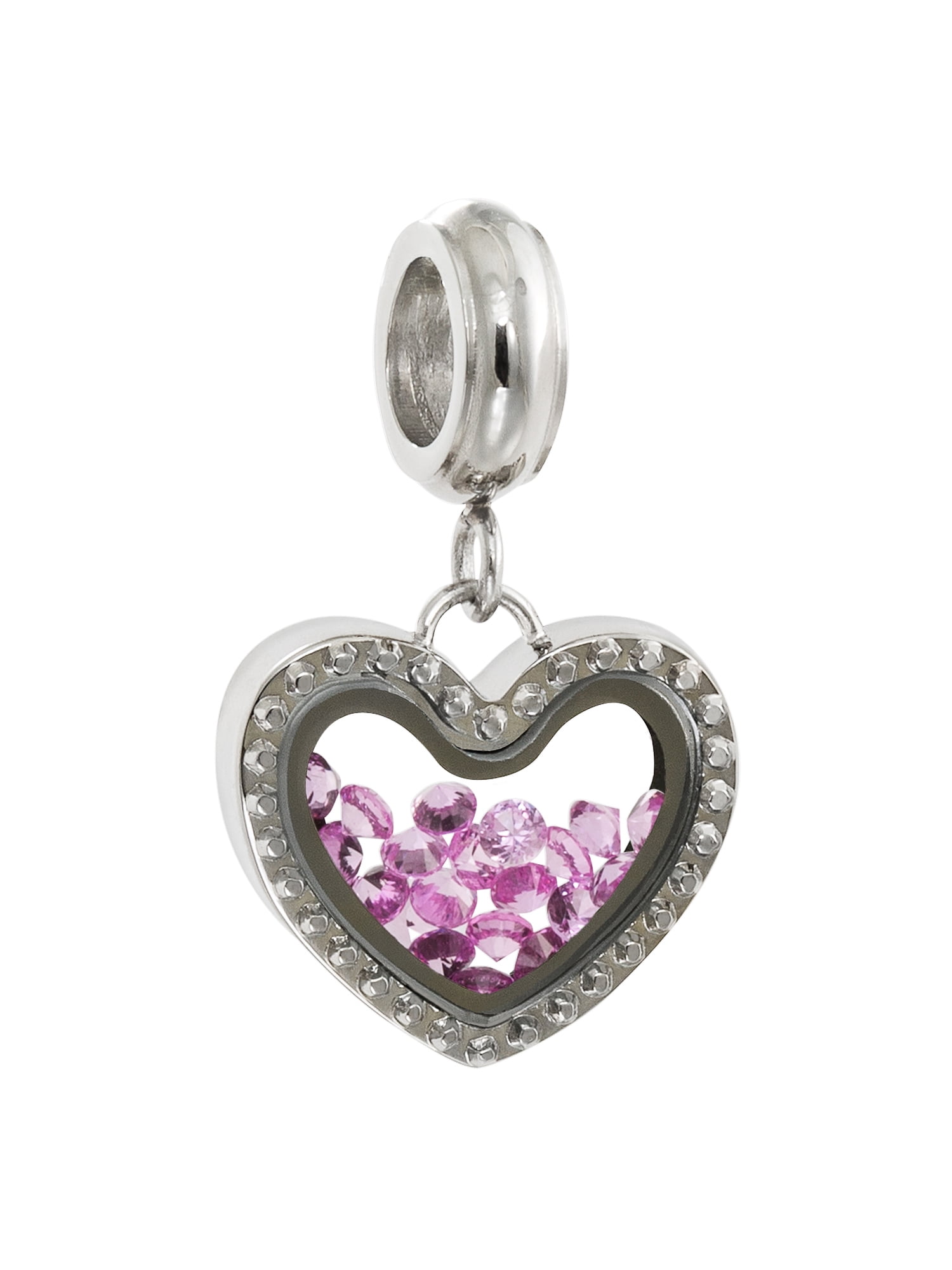 Stainless Steel October Birthstone Charm - Tourmaline Pink Crystal by ...