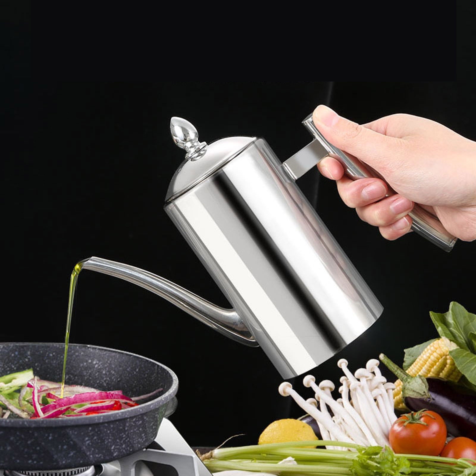 Stainless Steel Oil Dispenser Bottle, Large Capacity Olive Oil ...