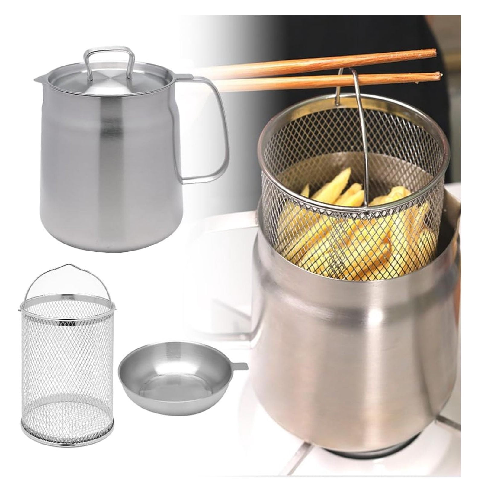 Stainless Steel Oil Filter Pot, 2024 New Oil Strainer with Filter Cup ...
