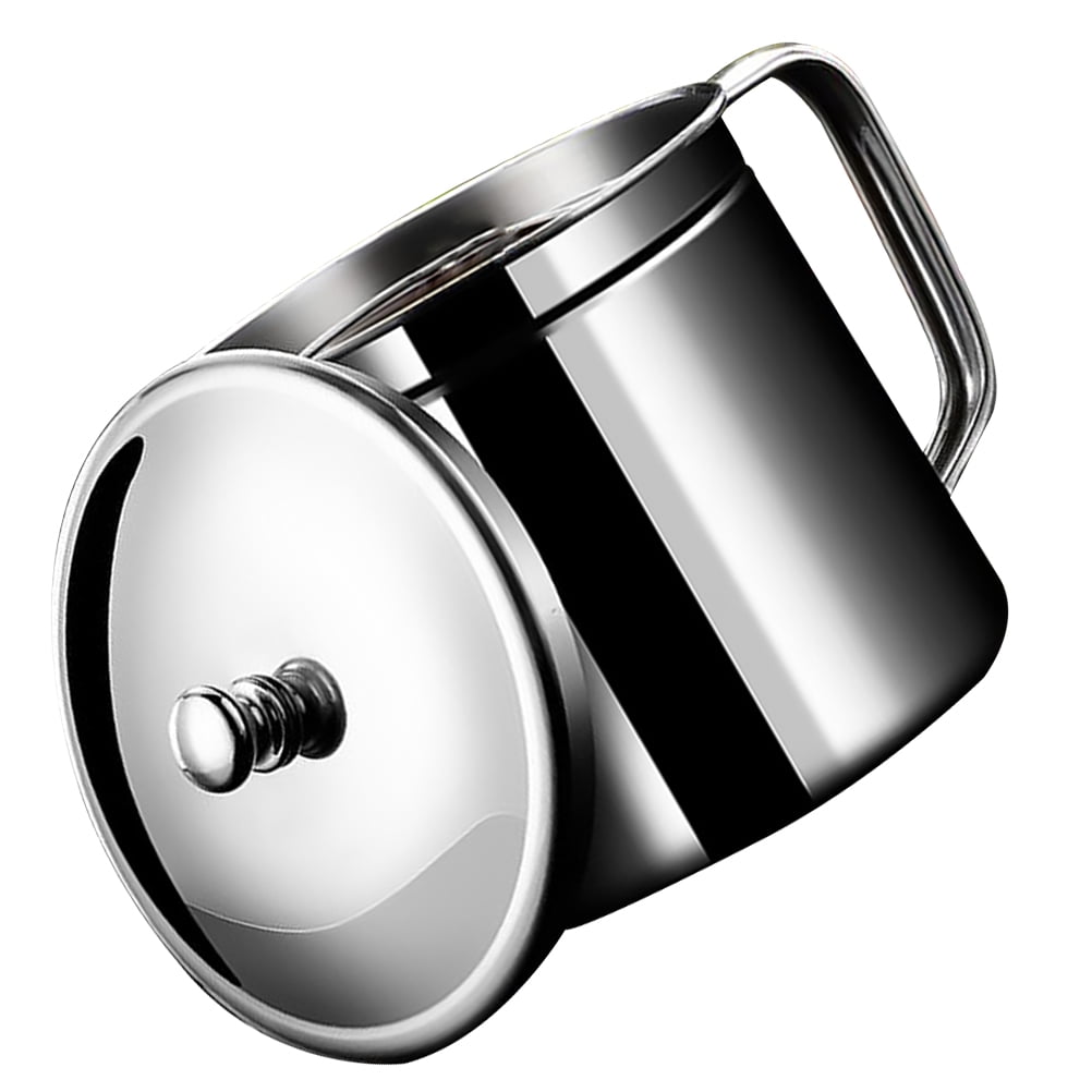 Stainless Steel Oil Filter Pot Can Metal Container with Lid Grease ...